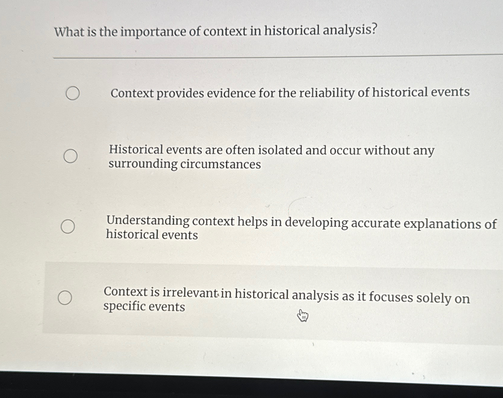 Solved What is the importance of context in historical | Chegg.com