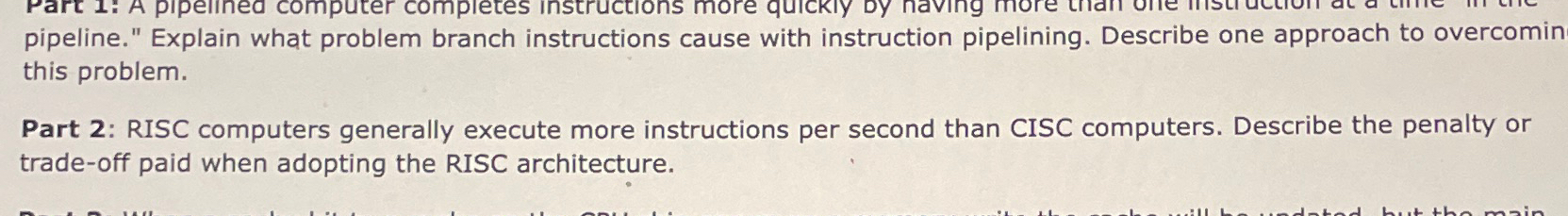 Solved Part 2: RISC computers generally execute more | Chegg.com
