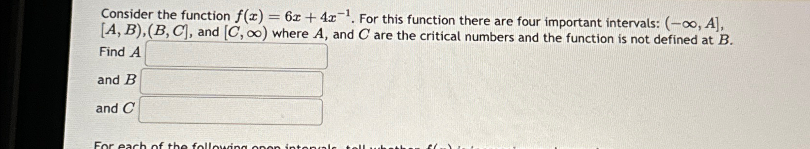 Solved Consider the function f(x)=6x+4x-1. ﻿For this | Chegg.com