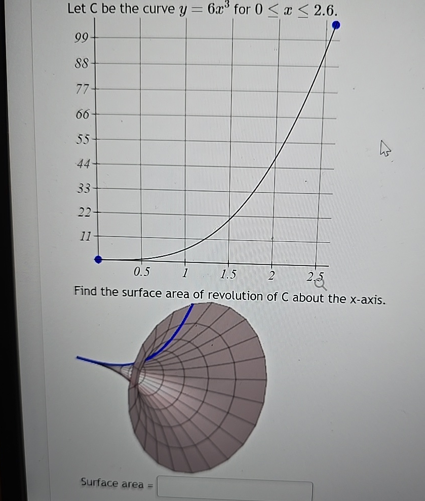 Solved Let C ﻿be the curve y=6x3 ﻿for 0≤x≤2.6.Find the | Chegg.com