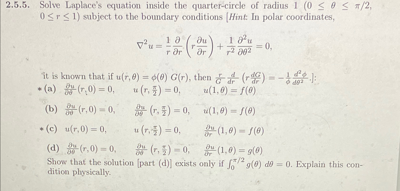 Solved B only2.5.5. ﻿Solve Laplace's equation inside the | Chegg.com