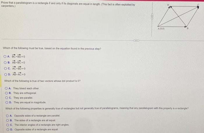 Solved Prove that a parallelogram is a rectangle if and only | Chegg.com
