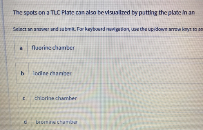 Solved The spots on a TLC Plate can also be visualized by | Chegg.com