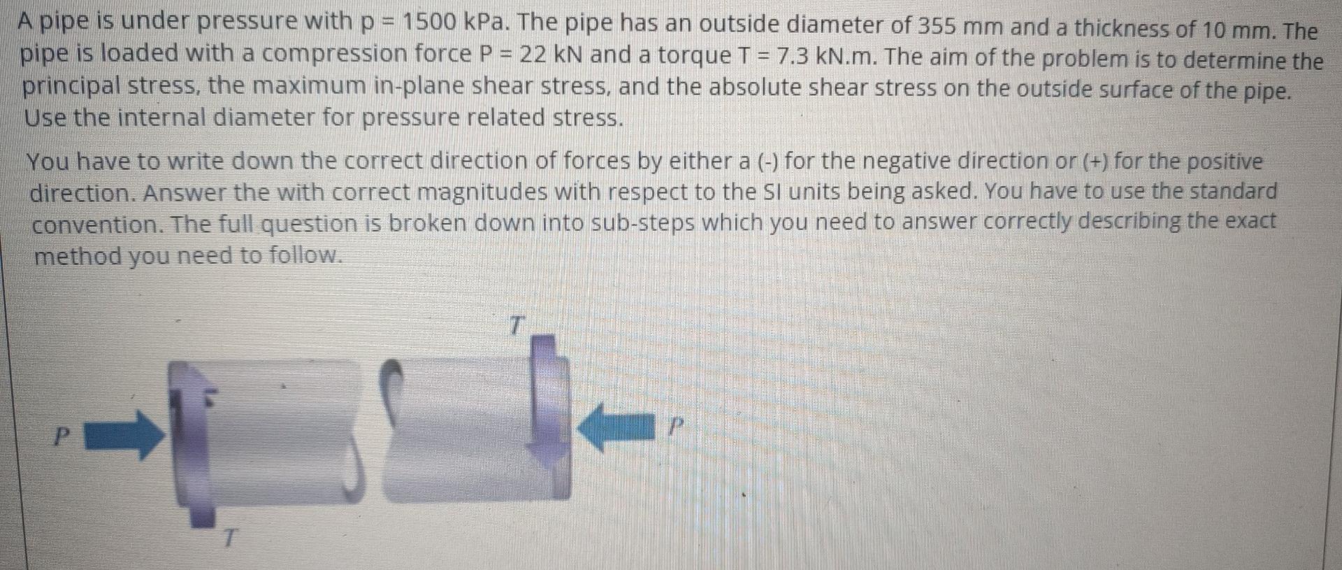 Solved A pipe is under pressure with p = 1500 kPa. The pipe | Chegg.com