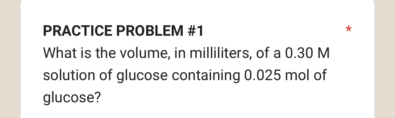 Solved PRACTICE PROBLEM # 1What is the volume, in | Chegg.com