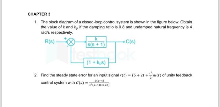 1. The block diagram of a closed-loop control system | Chegg.com
