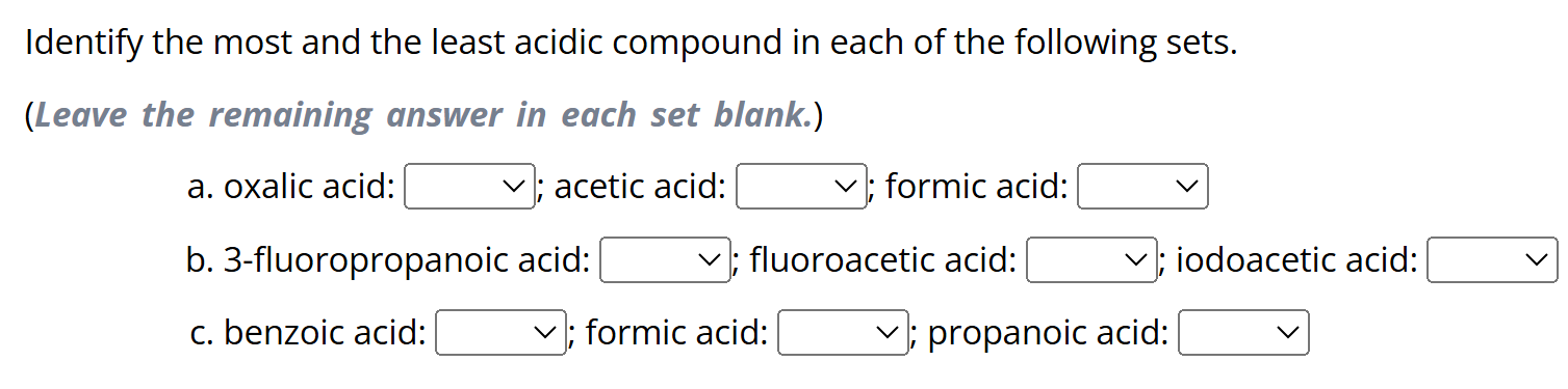 Solved Identify the most and the least acidic compound in | Chegg.com