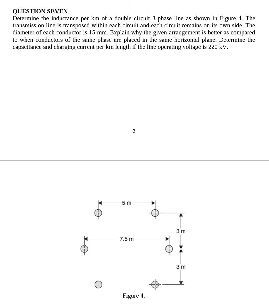 Solved Question Seven Determine The Inductance Per Km Of A