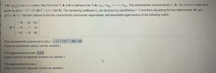 Solved HA-[] is an nxn matrix, then the trace Tr A o A is | Chegg.com