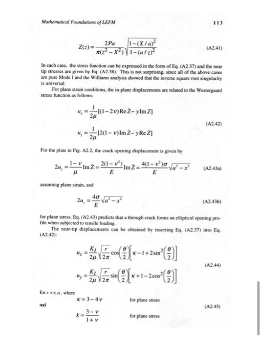 Solved THE WESTERGAARD METHOD OF STRESS AXALYSIS OF CRACKS | Chegg.com