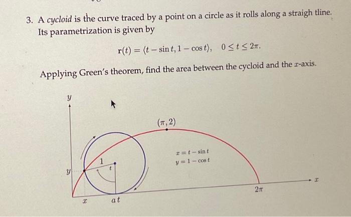Solved A cycloid is the curve traced by a point on a circle | Chegg.com