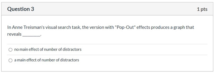 Solved Question 3 1 pts In Anne Treisman's visual search | Chegg.com