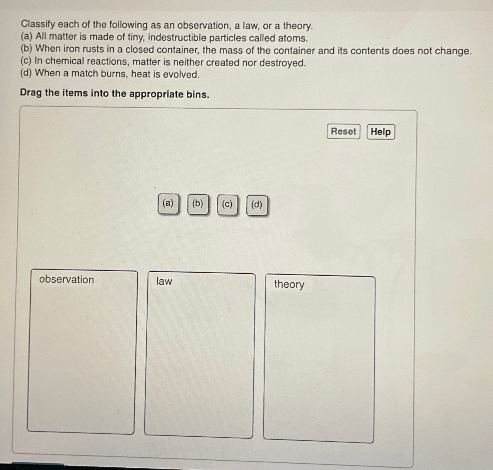 Classify each of the following as an observation, a | Chegg.com