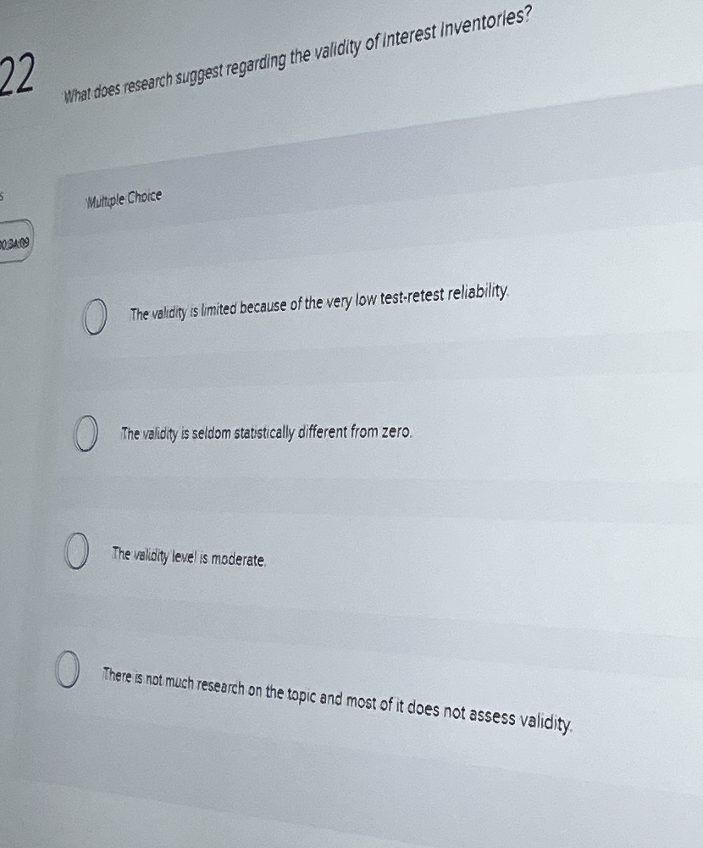 Solved 22What does research suggest regarding the validity | Chegg.com