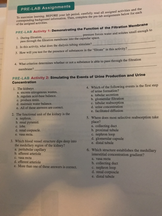 PRE-LAB Assignments To maximize learning. BEFORE your | Chegg.com
