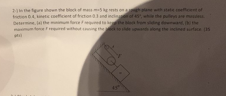 Solved 2-) ﻿In the figure shown the block of mass m=5kg | Chegg.com