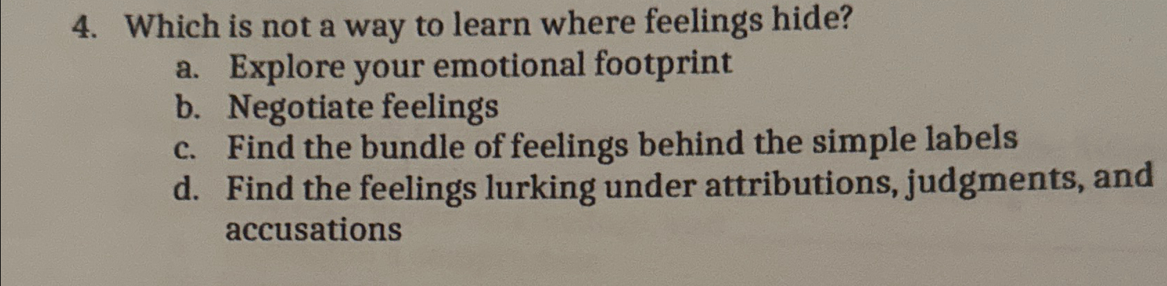 Solved Which is not a way to learn where feelings hide?a. | Chegg.com