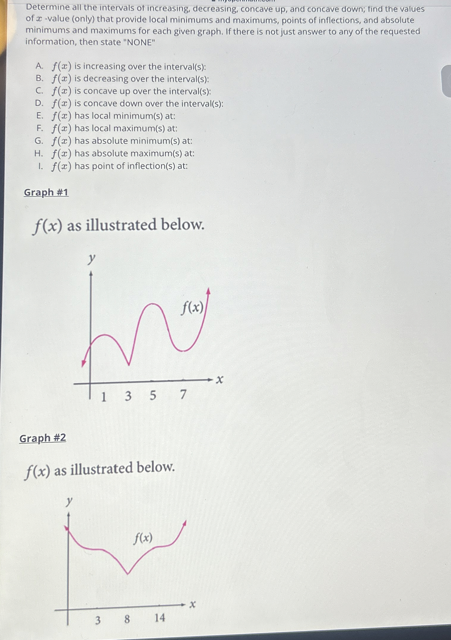 Determine all the intervals of increasing, | Chegg.com