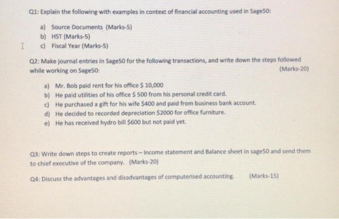 Solved I Q1: Explain the following with examples in context | Chegg.com