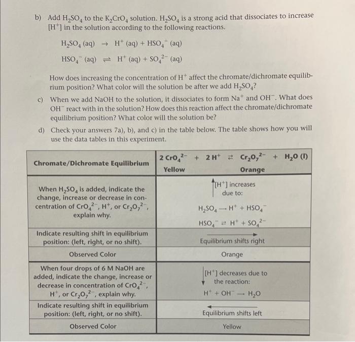 Solved 7. Consider the chromate/dichromate ion equilibrium: | Chegg.com