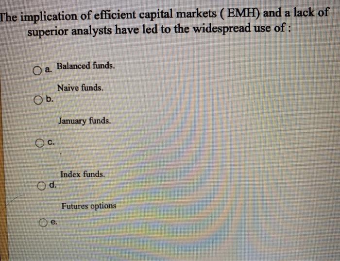 Solved The implication of efficient capital markets (EMH) | Chegg.com