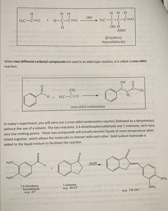 Solved The aldehyde and ketone that you will use are solid | Chegg.com