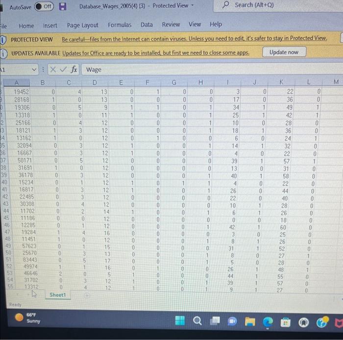 Solved AutoSave Database_Wages 2005(4) (3) - Protected View | Chegg.com