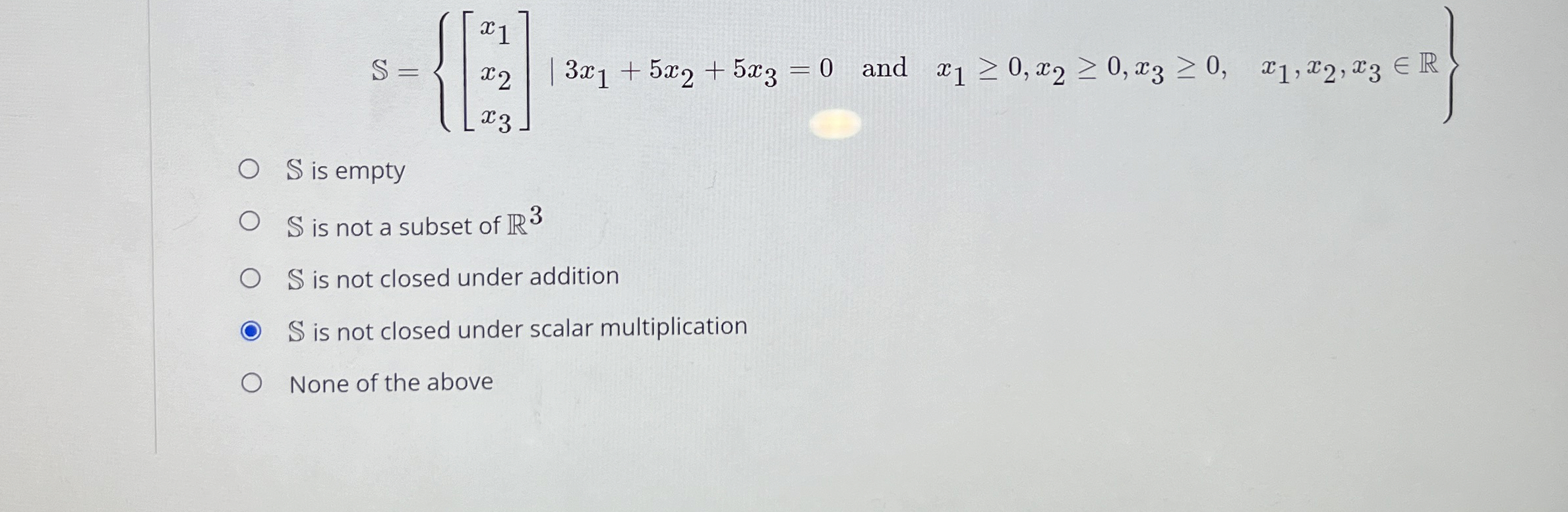 Solved S={[x1x2x3]|3x1+5x2+5x3=0, ﻿and | Chegg.com
