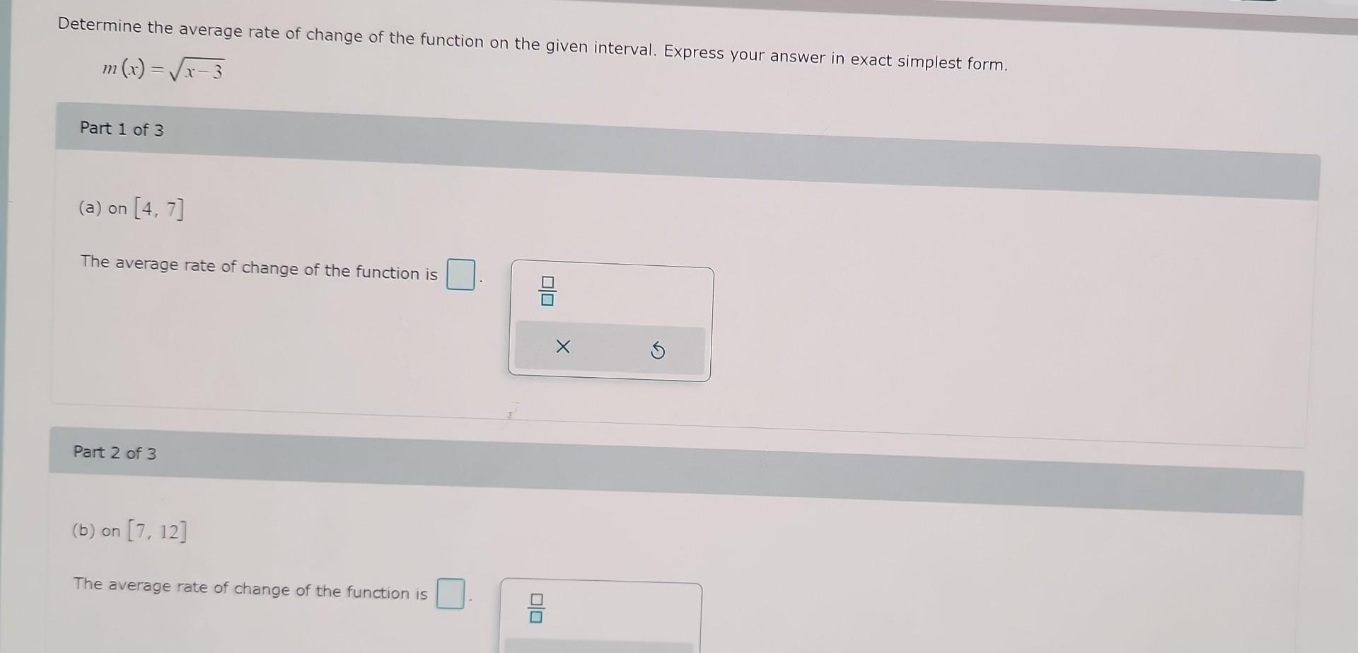 Solved Determine the average rate of change of the function | Chegg.com