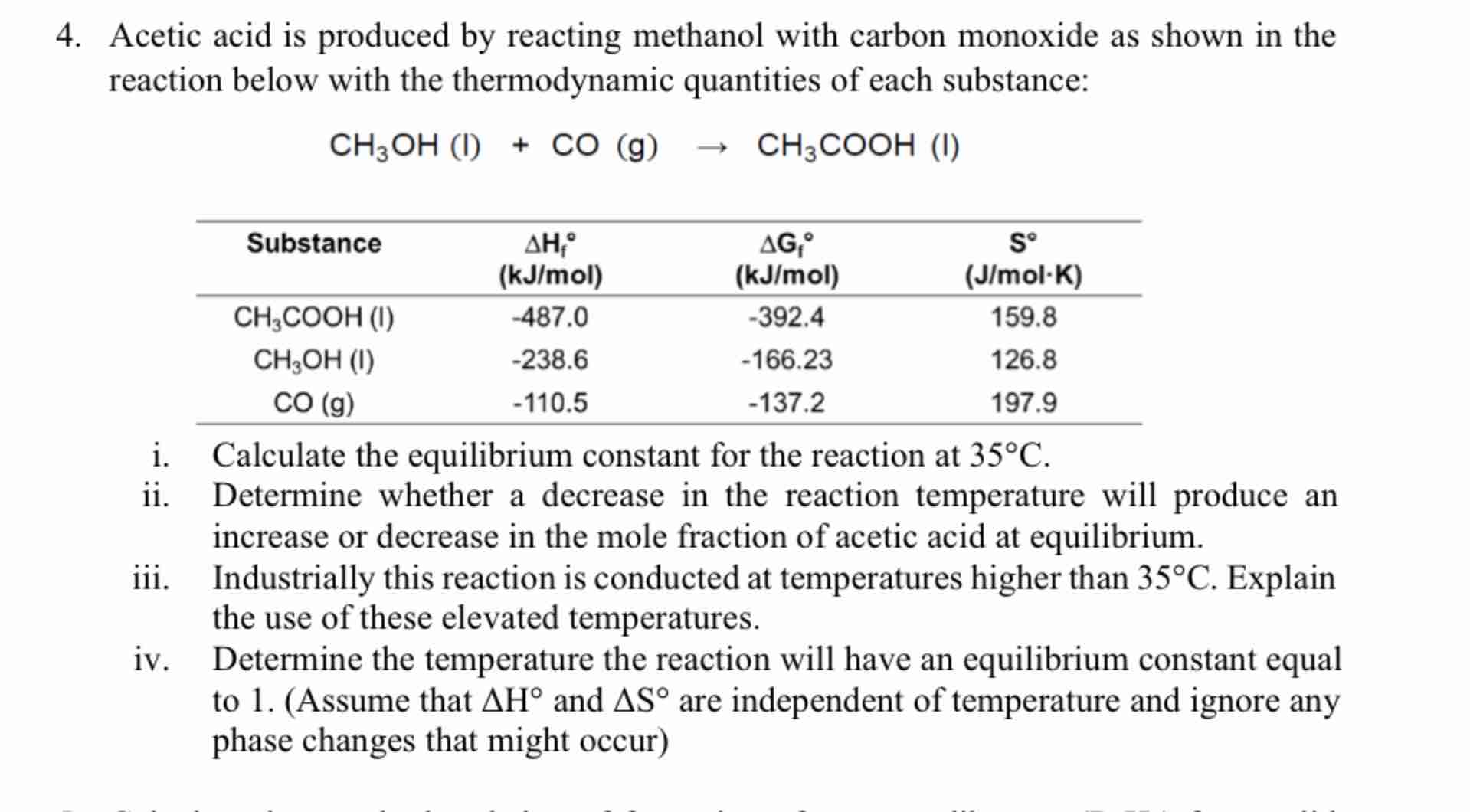 Solved Acetic acid is produced by reacting methanol with | Chegg.com