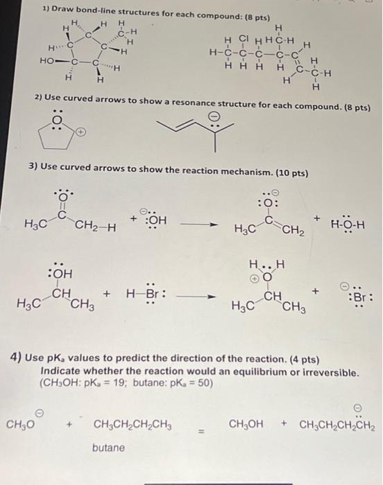 Solved 1) Draw bond-line structures for each compound: ( 8 | Chegg.com