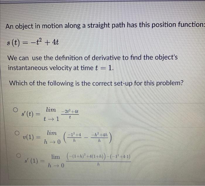 Solved An object in motion along a straight path has this | Chegg.com