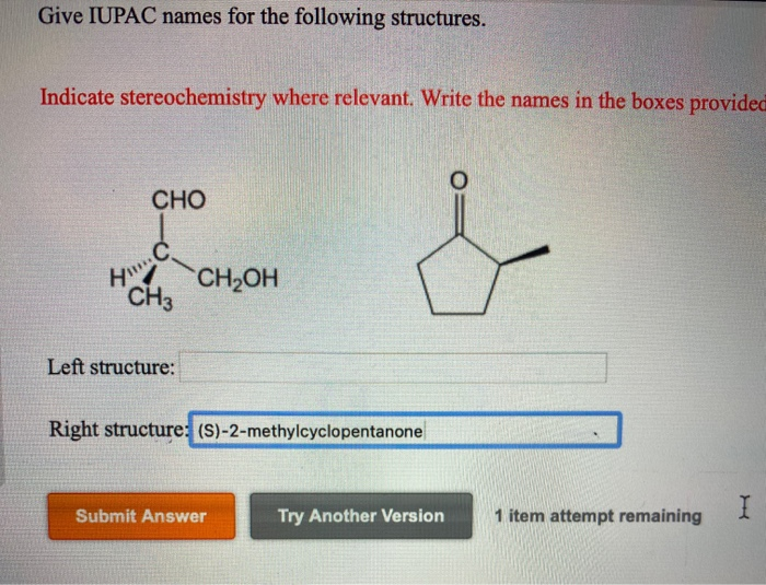 Solved Give IUPAC names for the following structures. | Chegg.com