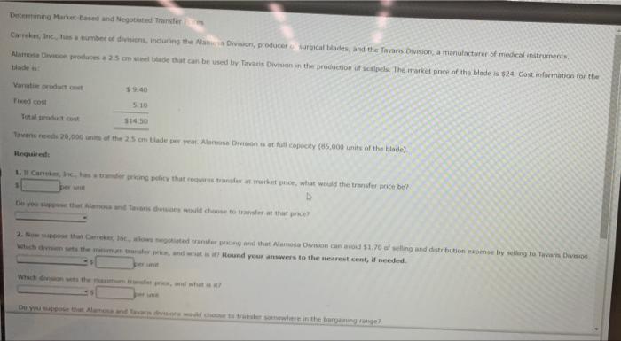 Deting Markets and Negotiated Trader Carreke Incumber | Chegg.com