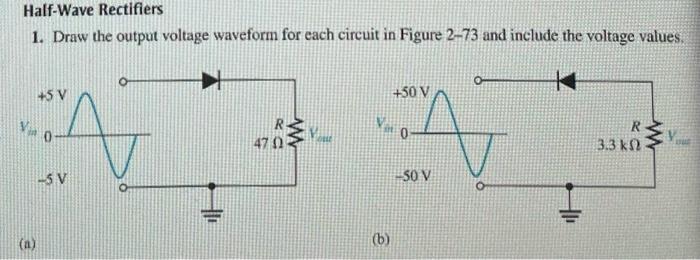 Solved Half-Wave Rectifiers 1. Draw the output voltage | Chegg.com