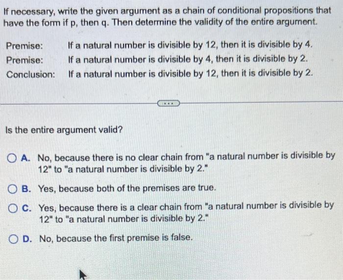 Solved If necessary, write the given argument as a chain of | Chegg.com