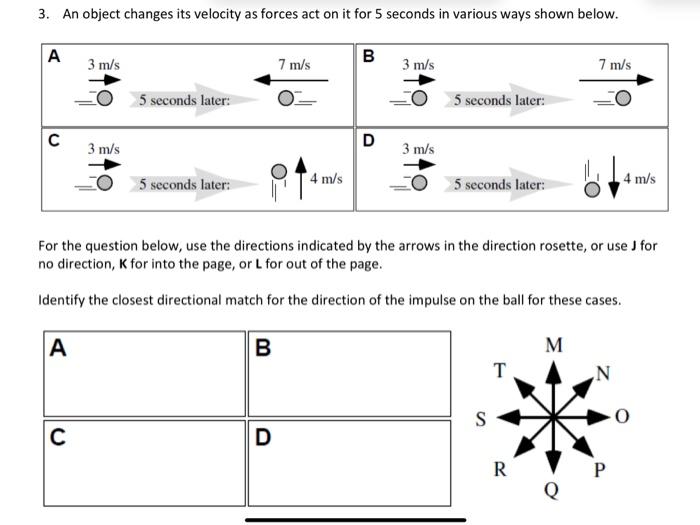 Solved 3. An object changes its velocity as forces act on it | Chegg.com