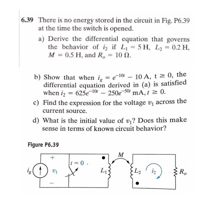 Solved 6.39 There is no energy stored in the circuit in Fig. | Chegg.com