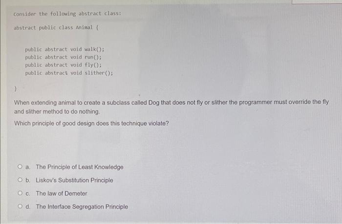 Solved consider the following abstract class: abstract | Chegg.com