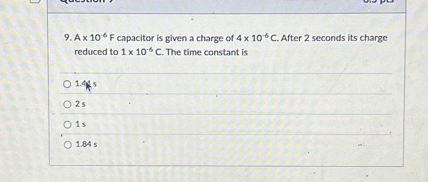 Solved A ×10-6F ﻿capacitor is given a charge of 4×10-6C. | Chegg.com