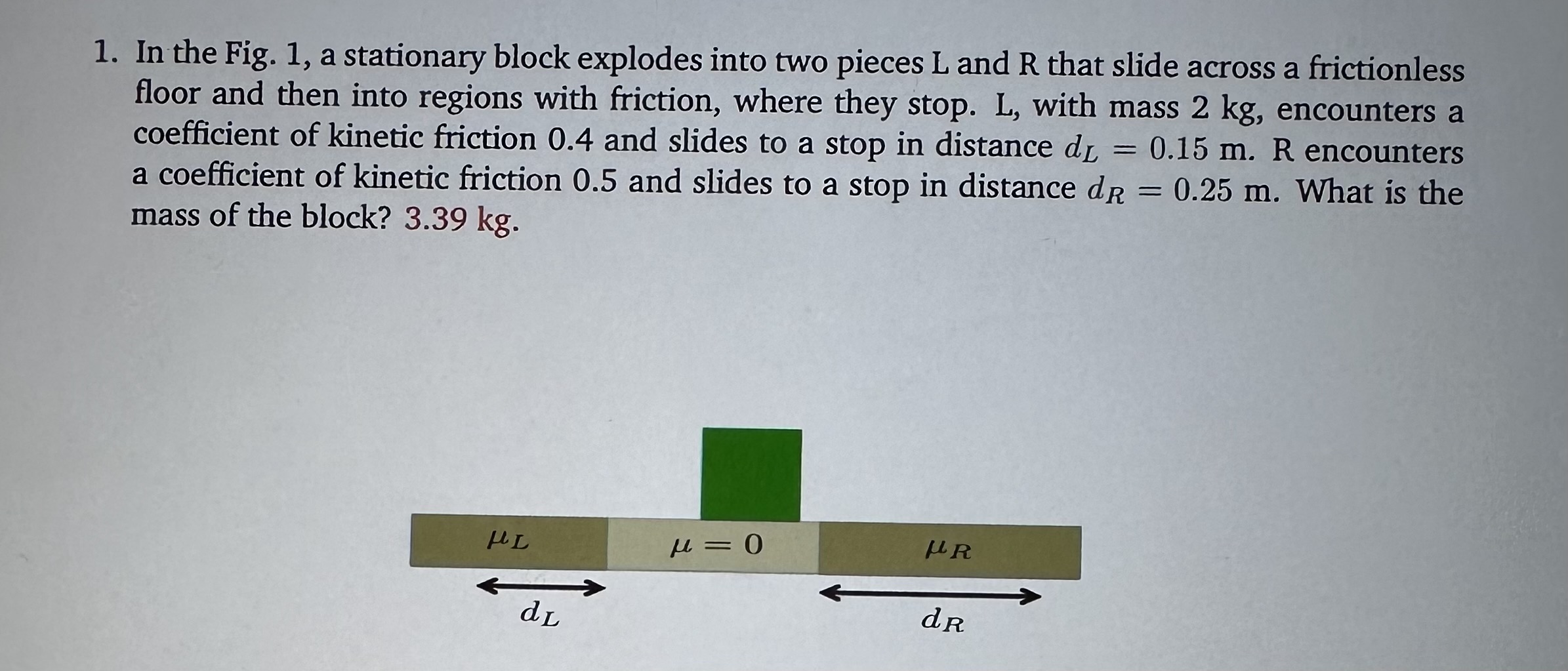Solved In the Fig. 1, ﻿a stationary block explodes into two | Chegg.com