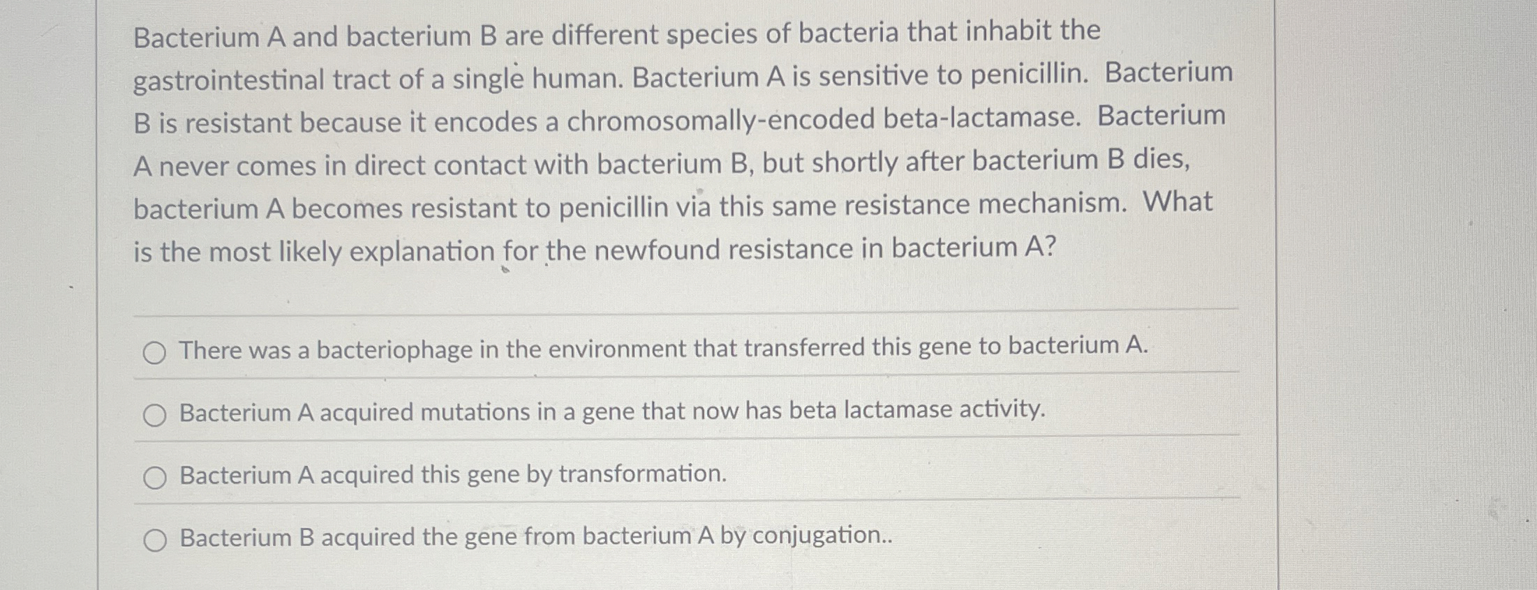 High Quality SOLUTION Bacterium A and bacterium B are different species ...