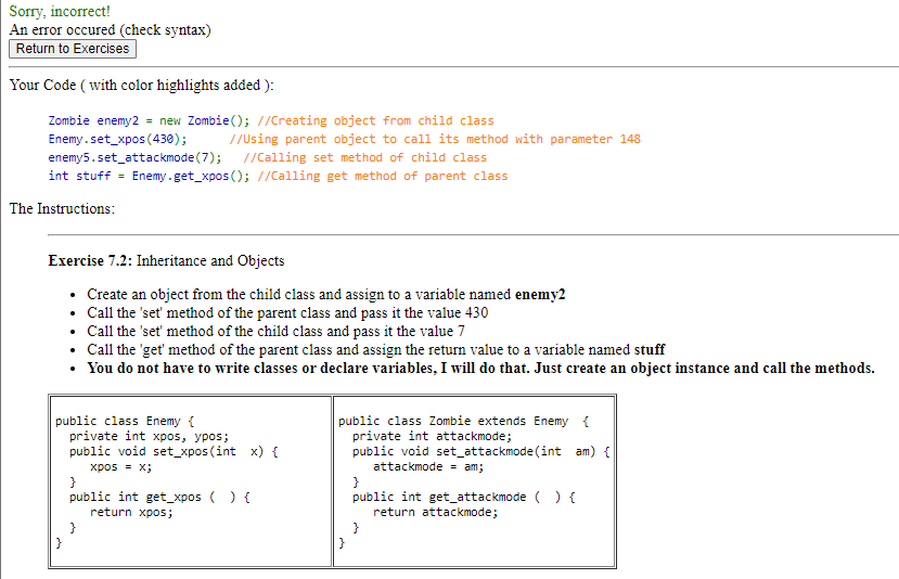 Solved Sorry, incorrect!An error occured (check syntax)The | Chegg.com