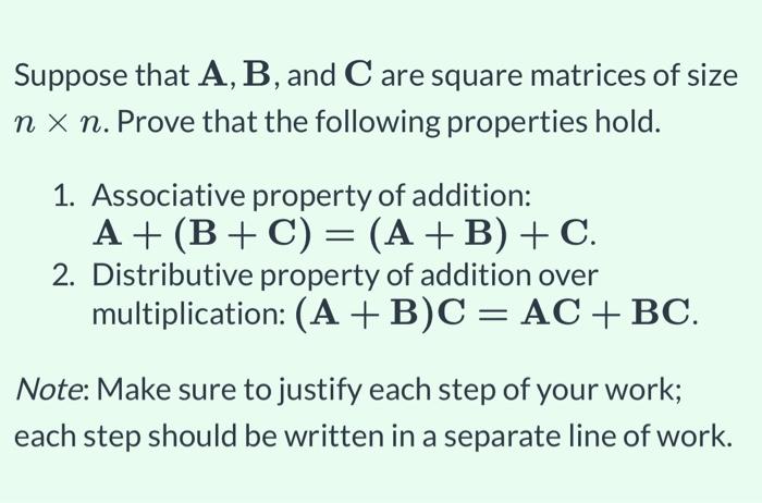 Solved Suppose that A,B, and C are square matrices of size | Chegg.com