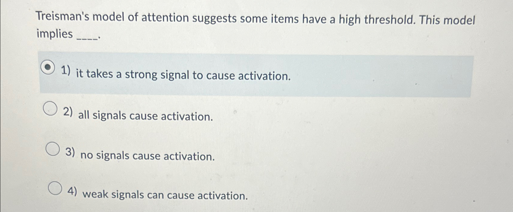 Solved Treisman's model of attention suggests some items | Chegg.com