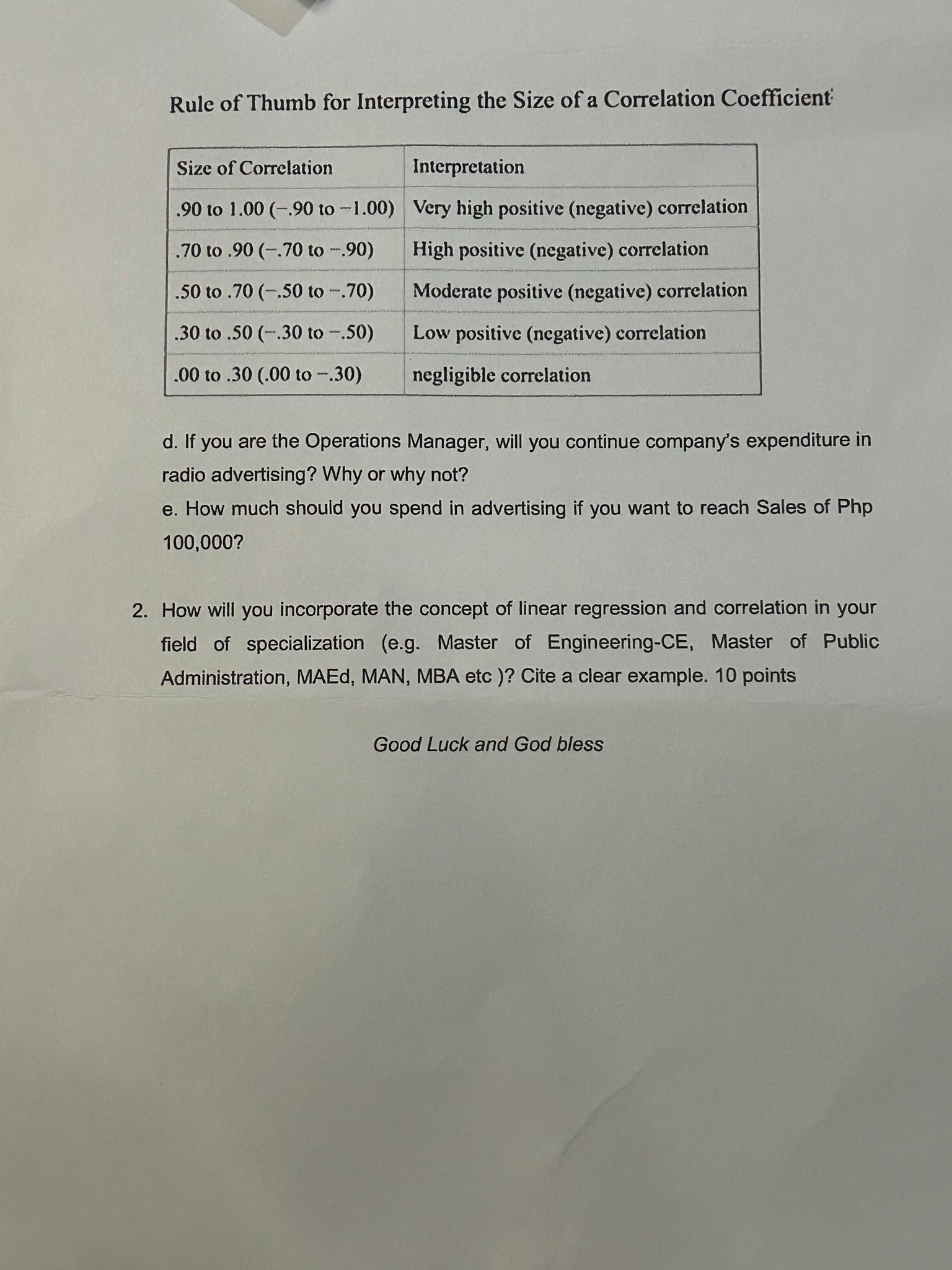 Solved Rule of Thumb for Interpreting the Size of a | Chegg.com