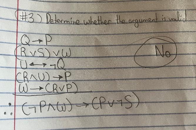 Solved \#3) Determine whether the argument is valid | Chegg.com