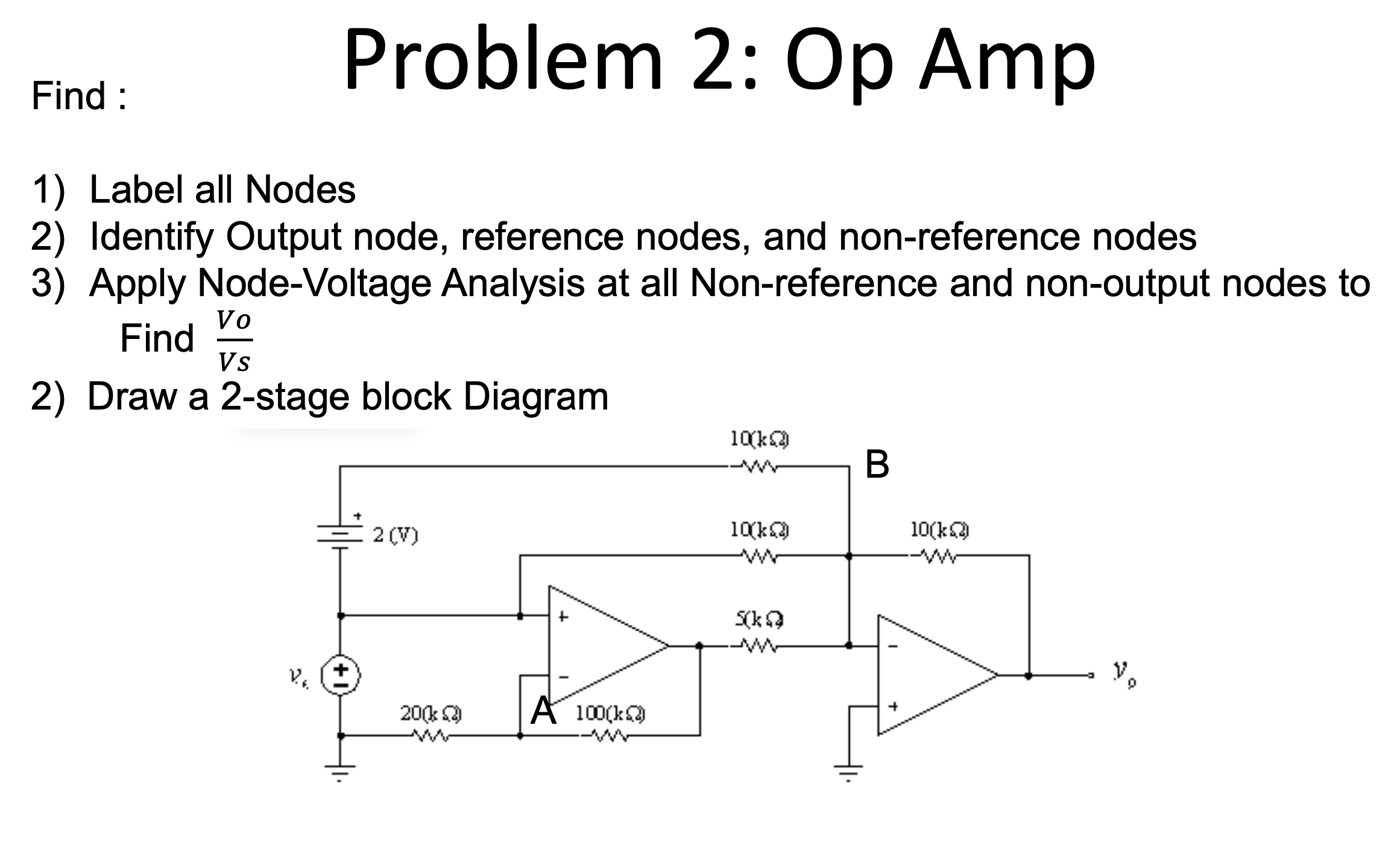 Solved Find:Problem 2: Op AmpLabel all NodesIdentify Output | Chegg.com
