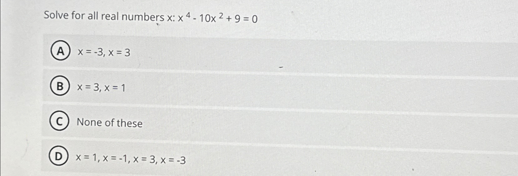Solved Solve for all real numbers | Chegg.com Solved Solve for all real numbers | Chegg.com