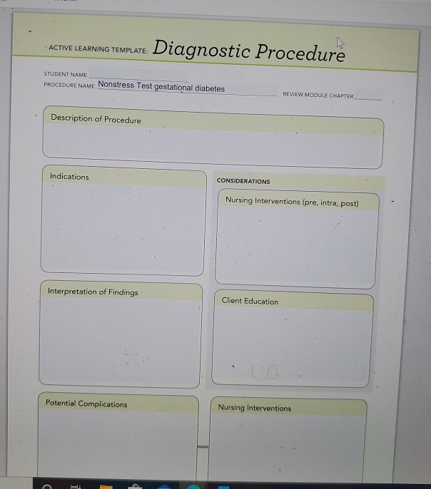 Solved - ACTIVE LEARNING TEMPLATE: Diagnostic Procedure | Chegg.com